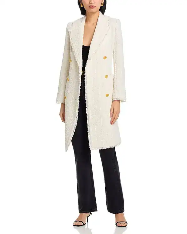 L'Agence Cooper Tweed Coat - Vintage White - 30% Off | Editorialist